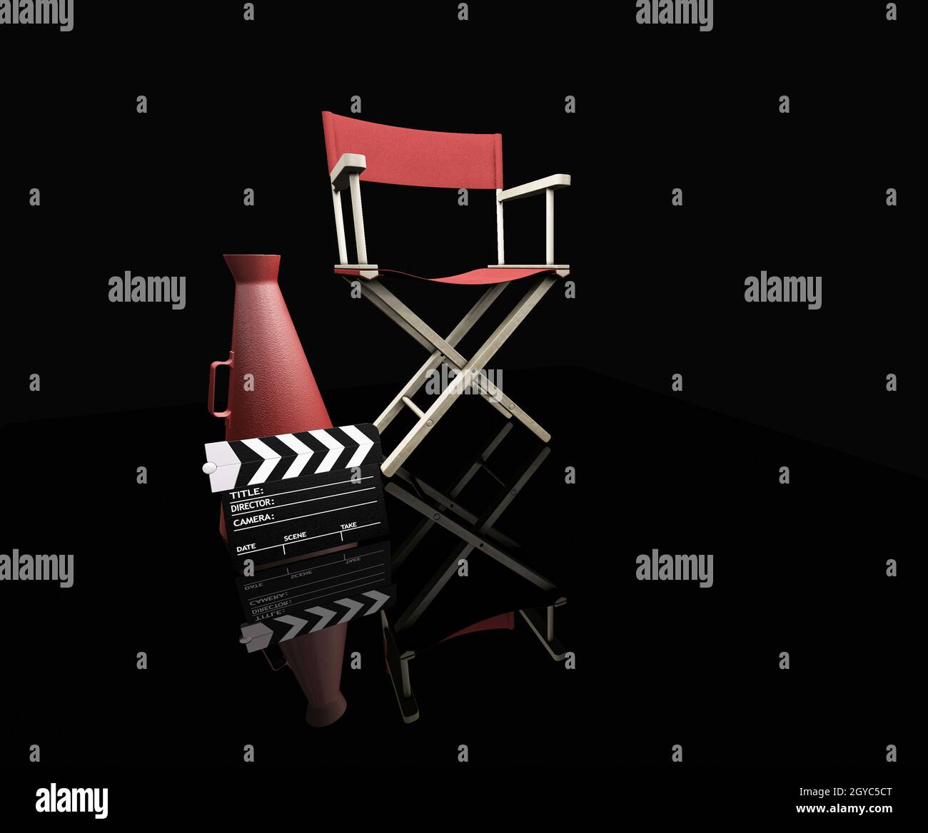 3D render of movie items on black background Stock Photo - Alamy