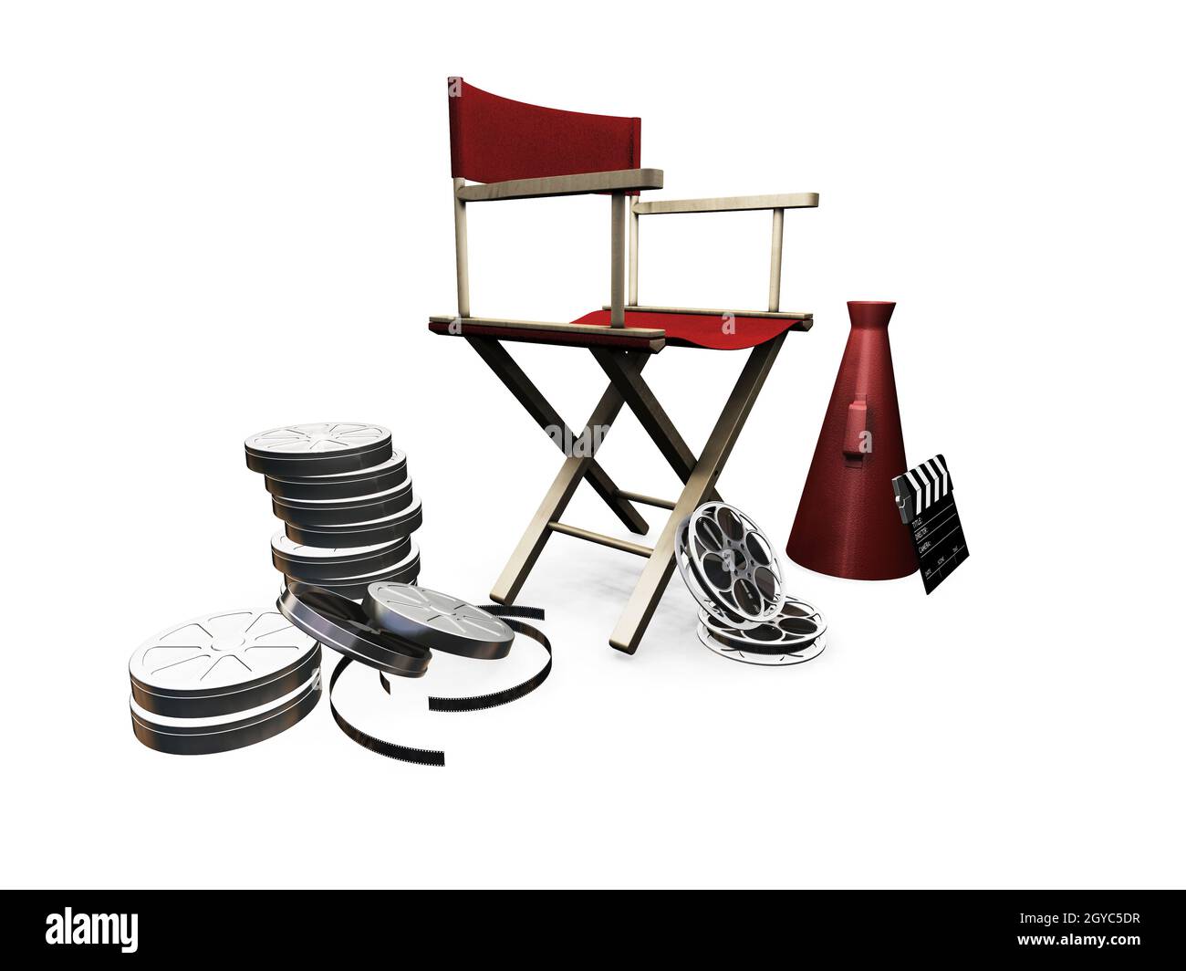 3D render of movie items isolated on white background Stock Photo - Alamy