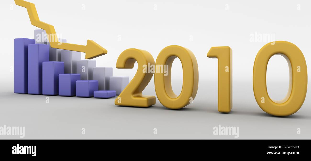 3D render of a graph indicating economic deline in 2010 Stock Photo - Alamy