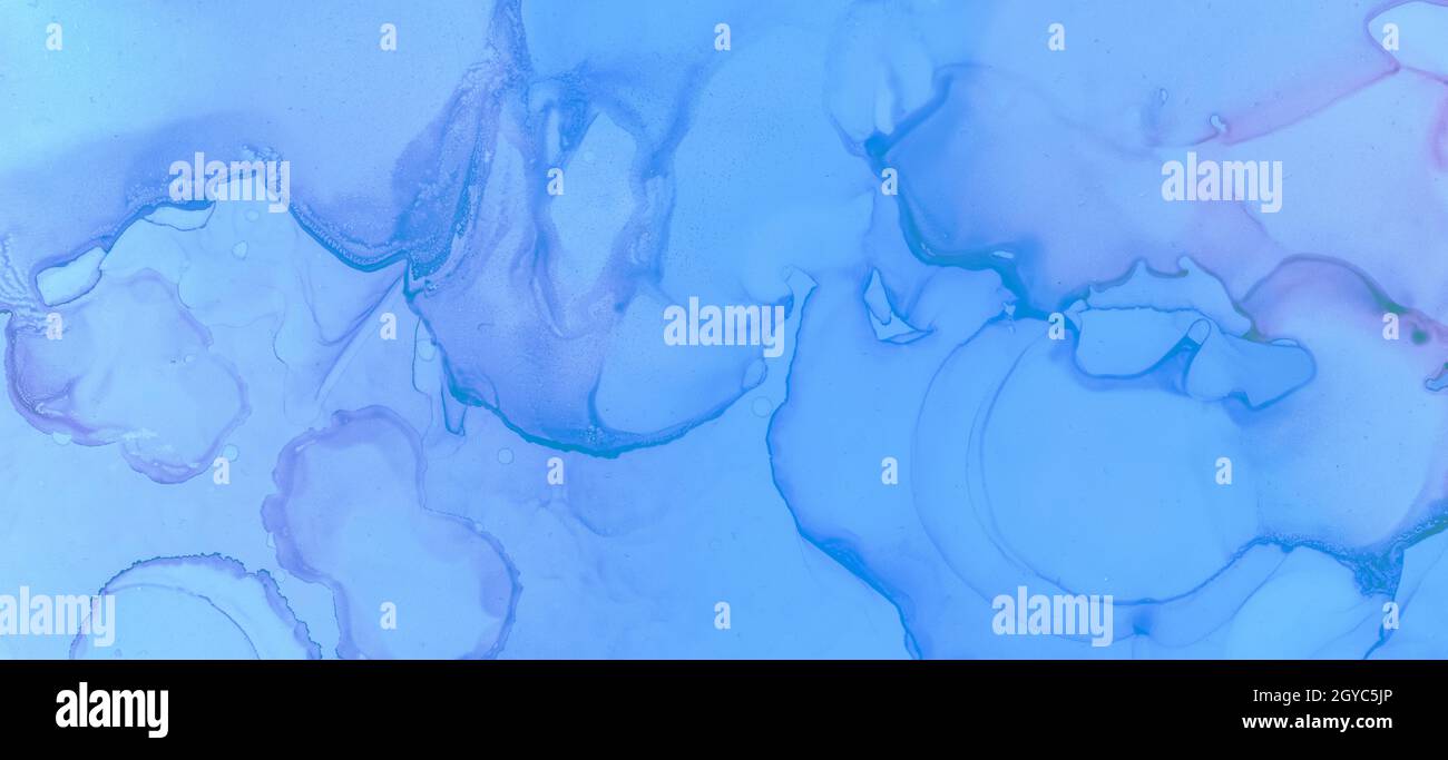 Blue Pastel Flow Water. Watercolor Paint Stock Photo - Alamy