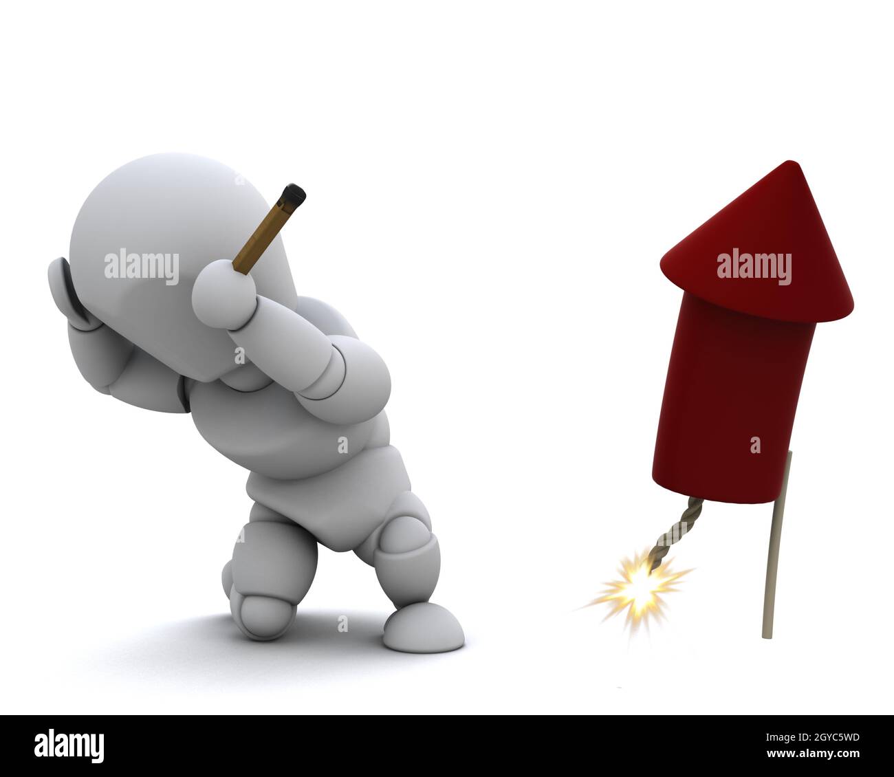 3d render of a man lighting a firework Stock Photo - Alamy