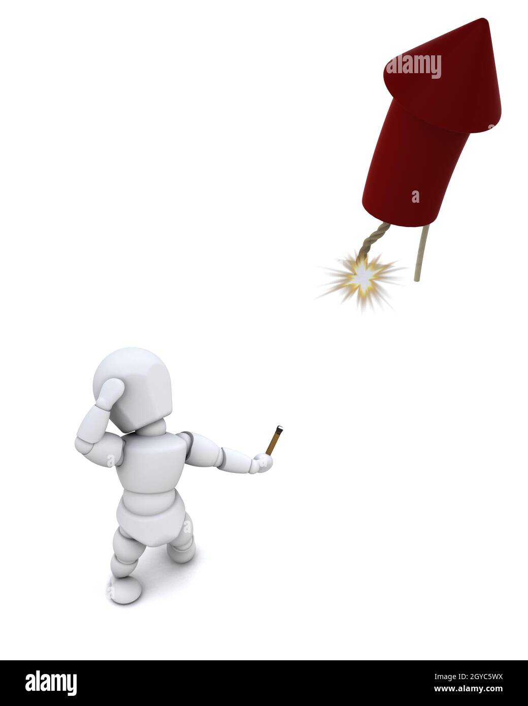 3d render of a man lighting a firework Stock Photo - Alamy