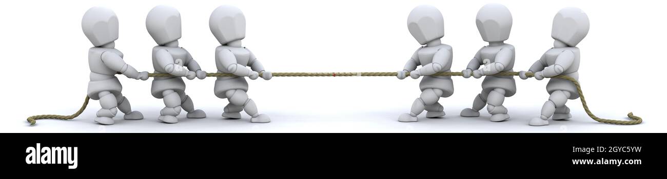 3d render of a man pulling on a rope Stock Photo - Alamy