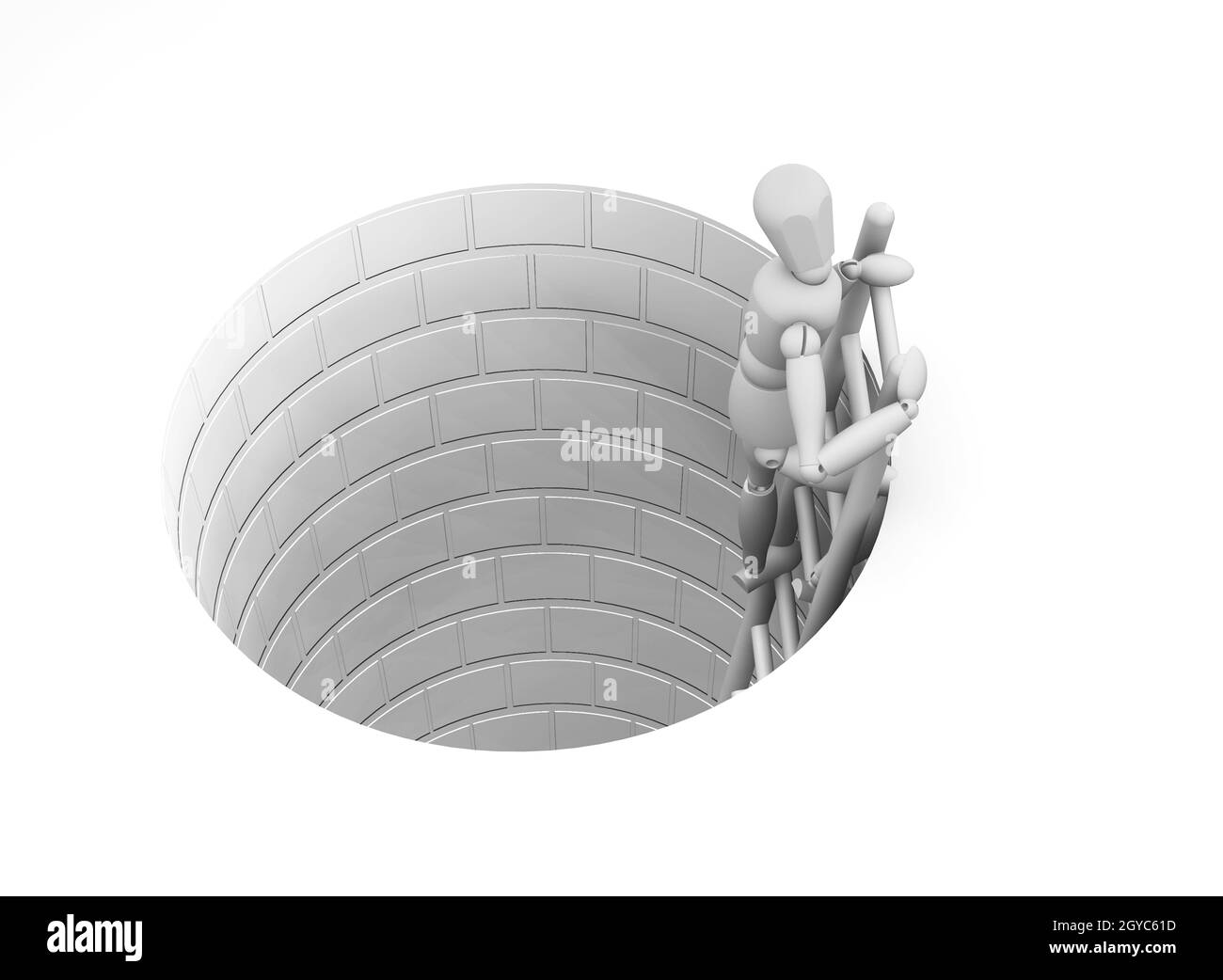 3D render of someone climbing out of a hole Stock Photo - Alamy