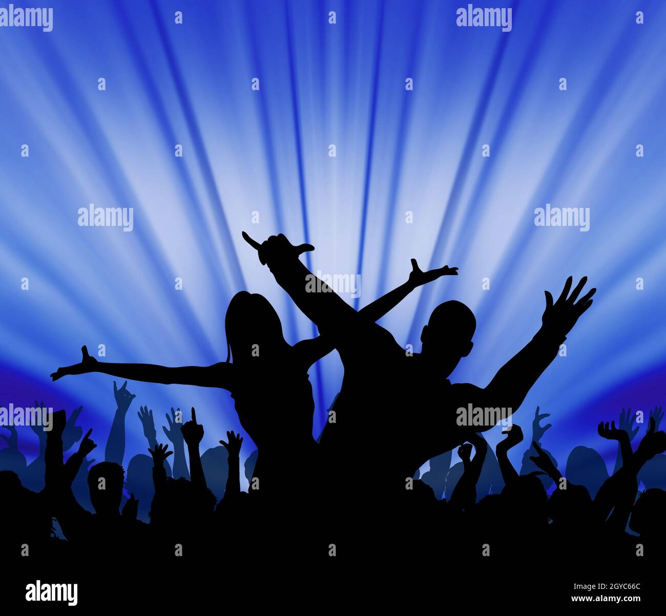 Silhouette of an excited audience Stock Photo - Alamy