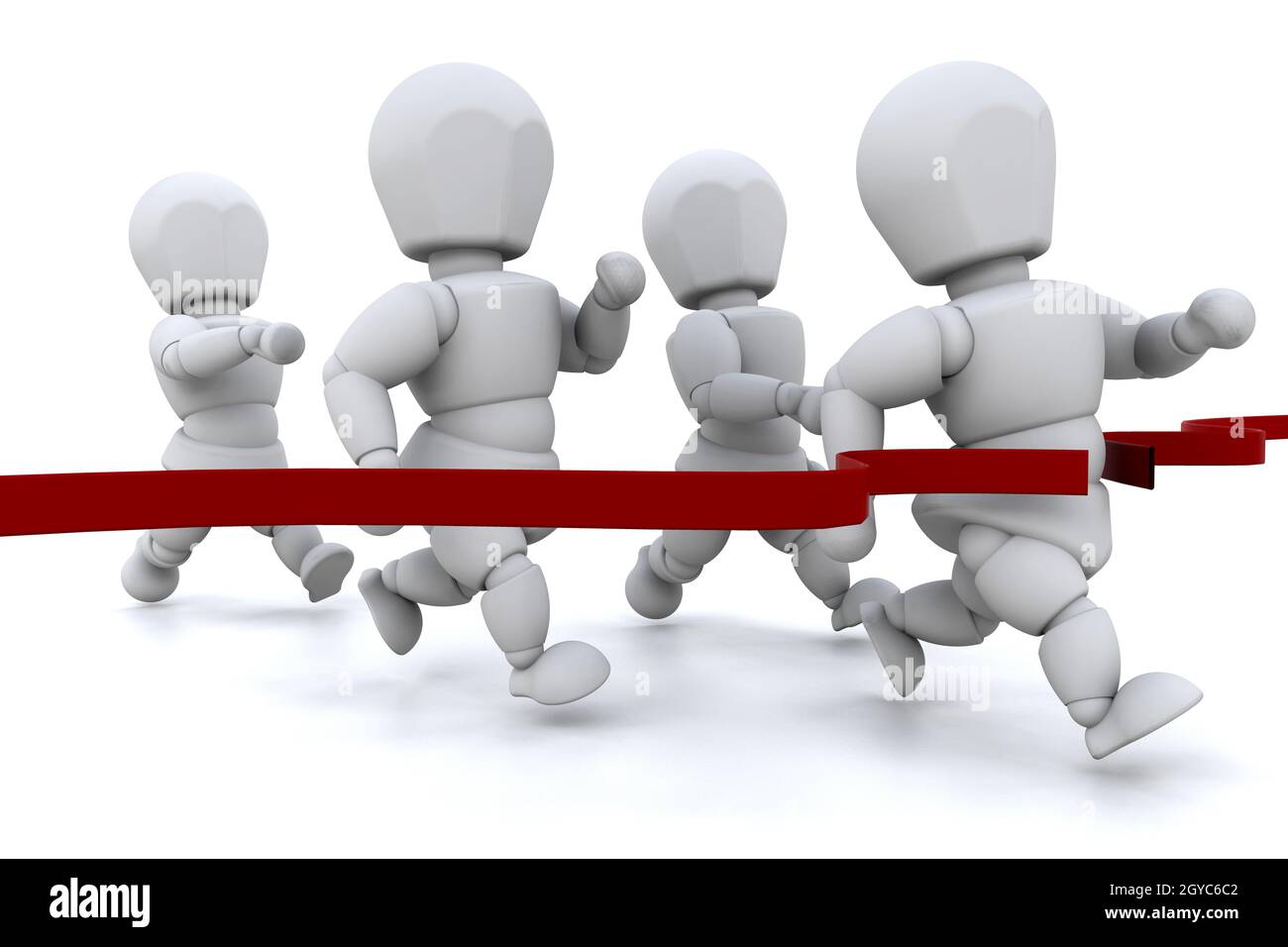 People racing with one person reaching the finish line Stock Photo - Alamy