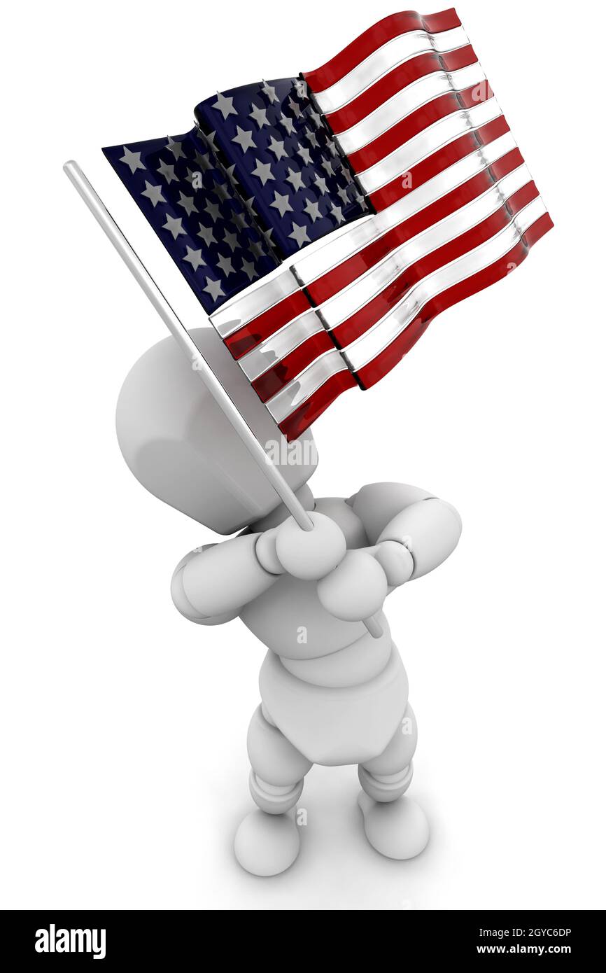 3D render of someone waving an American flag Stock Photo - Alamy