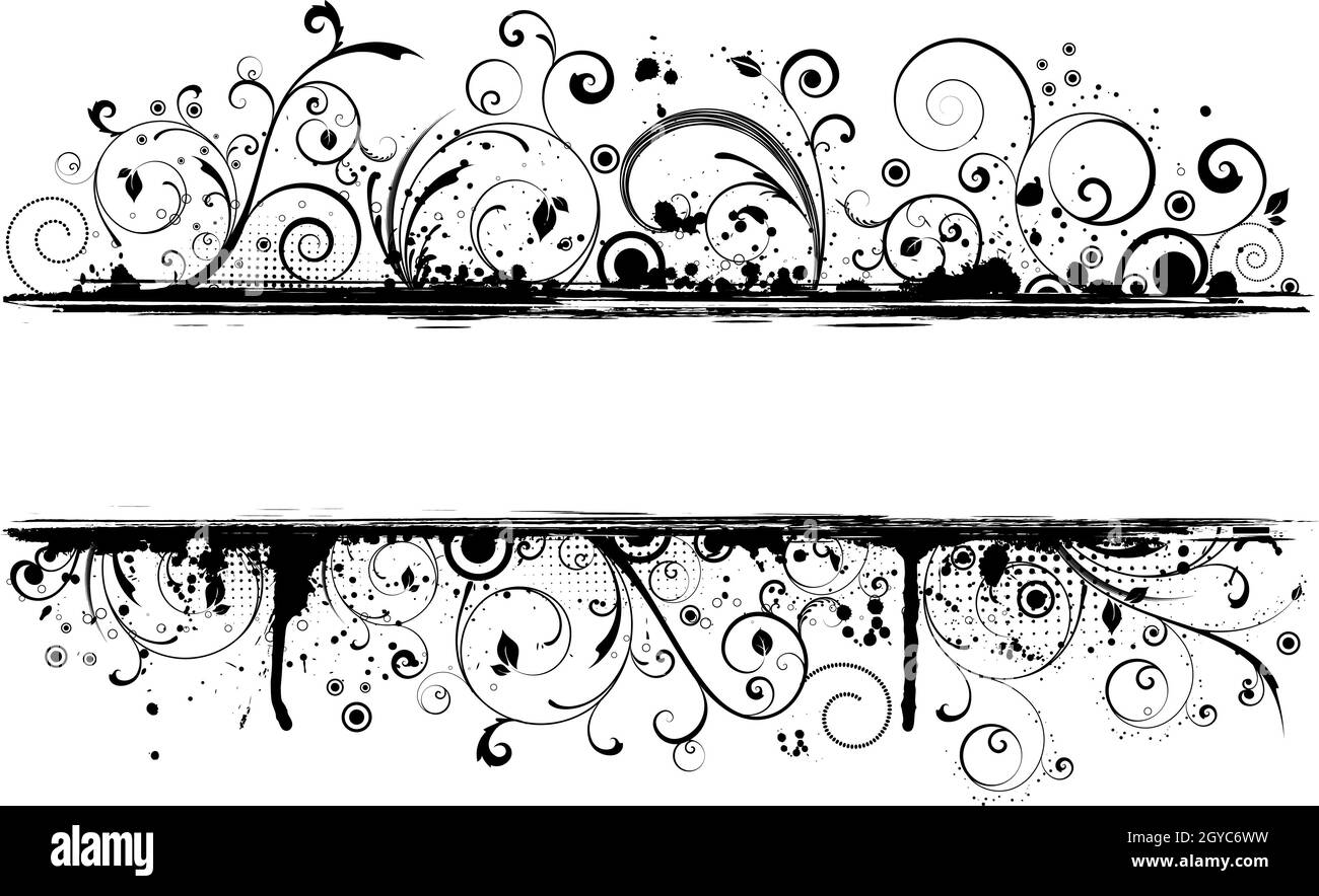 Floral design grunge Black and White Stock Photos & Images - Alamy