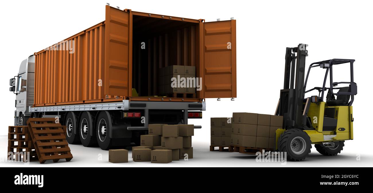 3d render freight trailer shipping hi-res stock photography and images ...