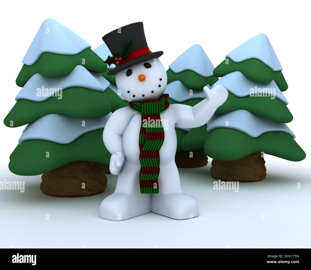 3D Remder of a Snowman in hat and scarf Stock Photo - Alamy