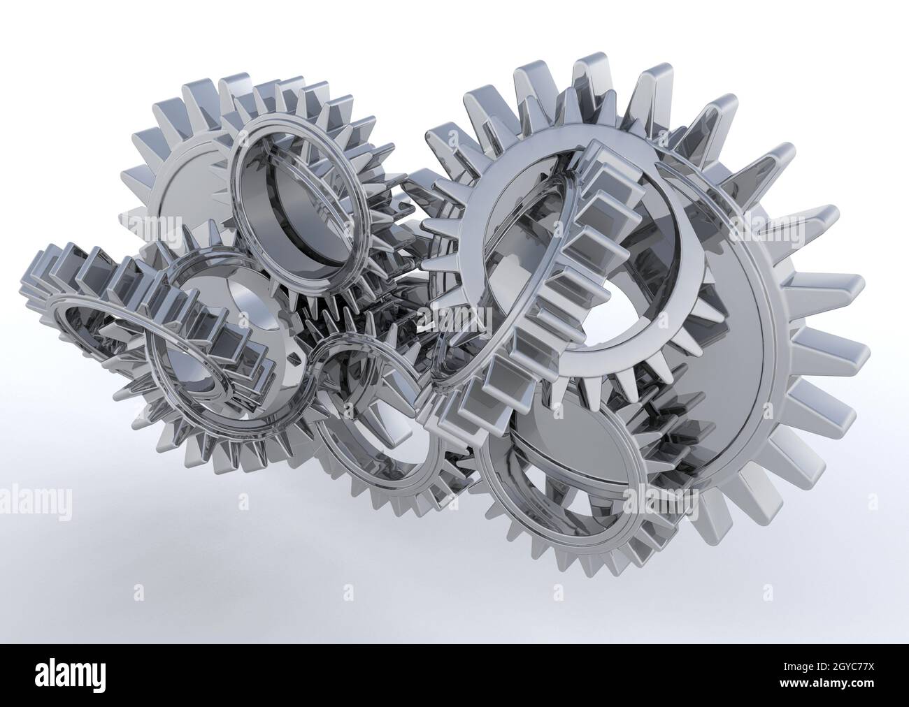 3D render of interlocking gears Stock Photo - Alamy
