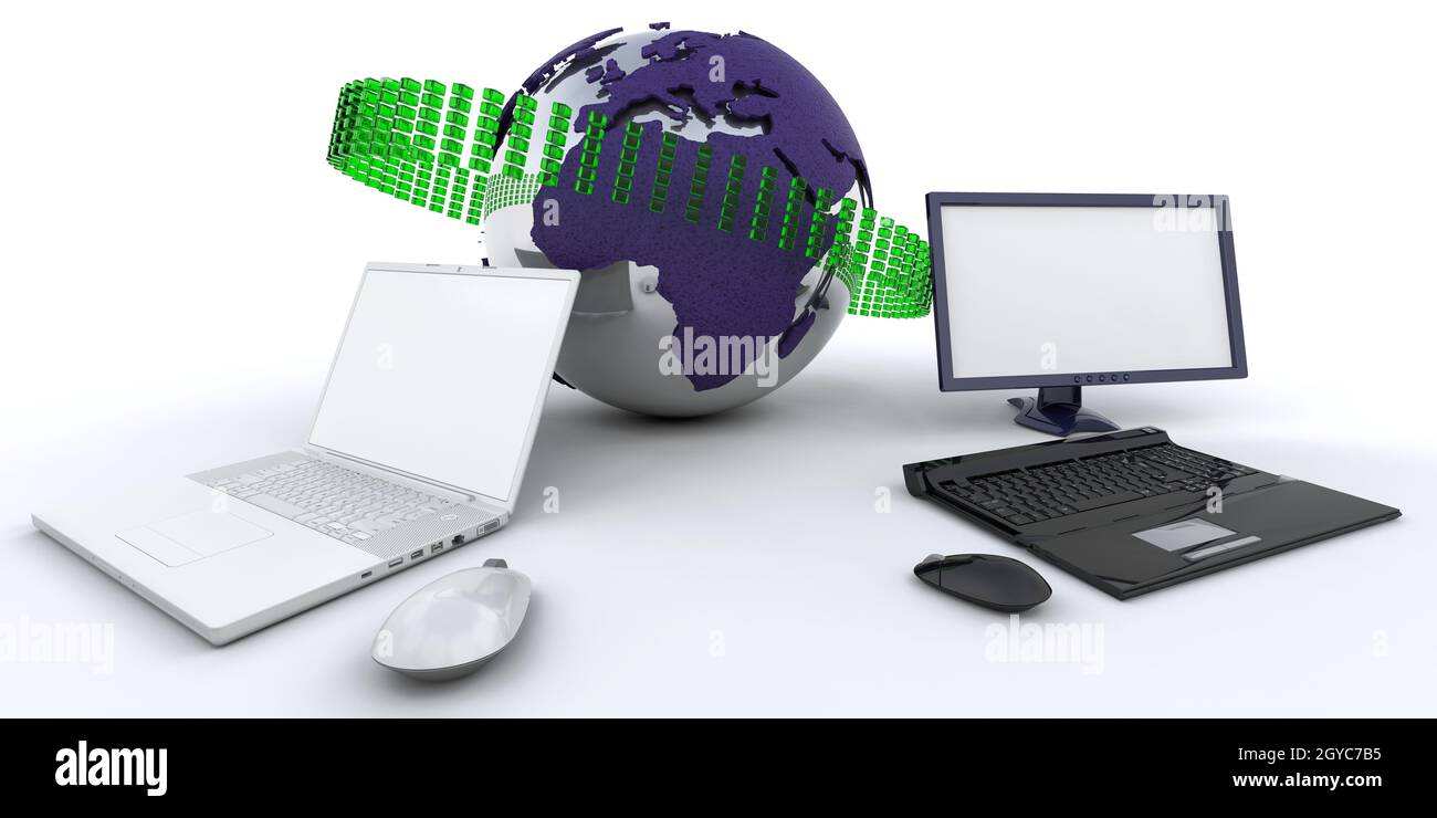 3D render depicting global networking Stock Photo - Alamy
