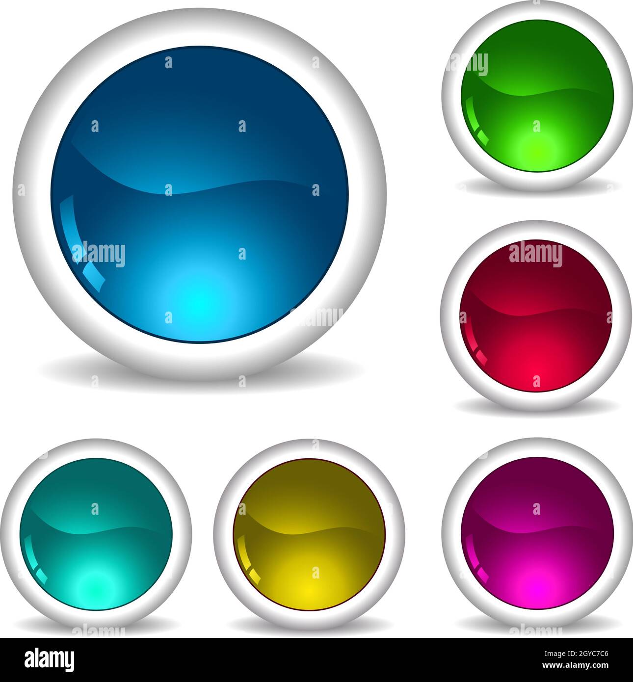 Collection of various different coloured glossy icons Stock Photo - Alamy