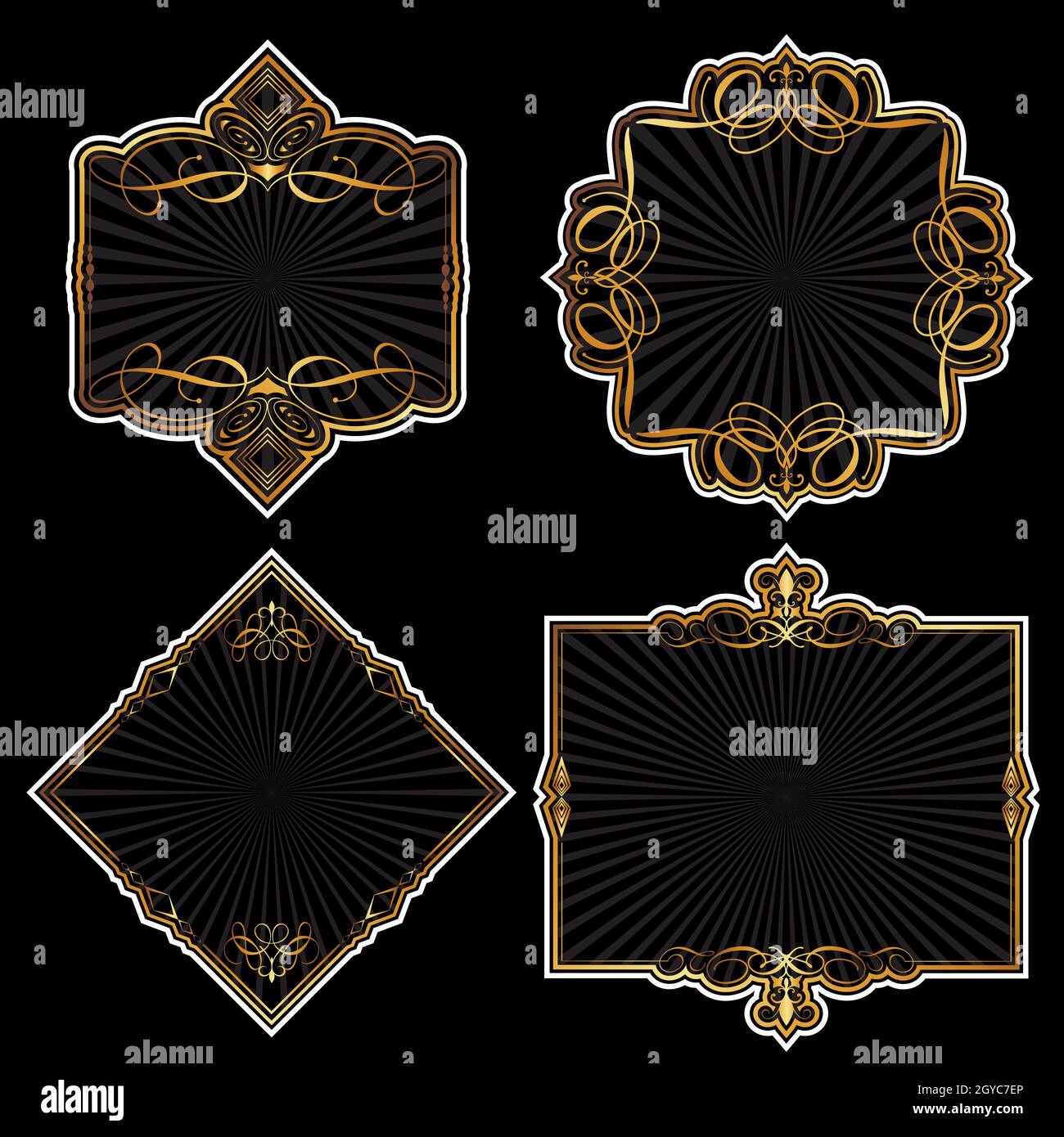 Collection of decorative detailed gold frames Stock Photo - Alamy