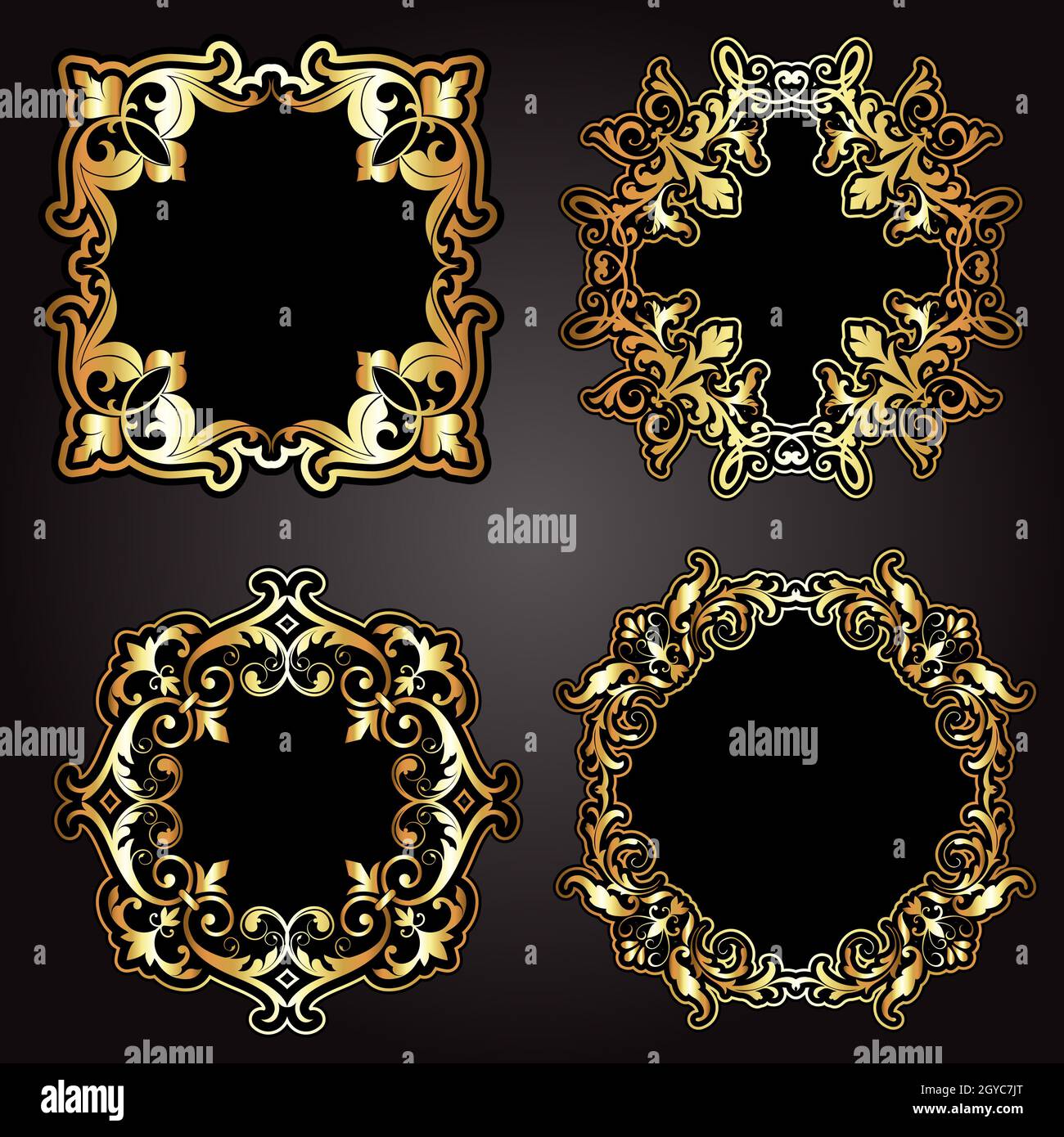 Collection of four decorative gold and black frames Stock Photo - Alamy