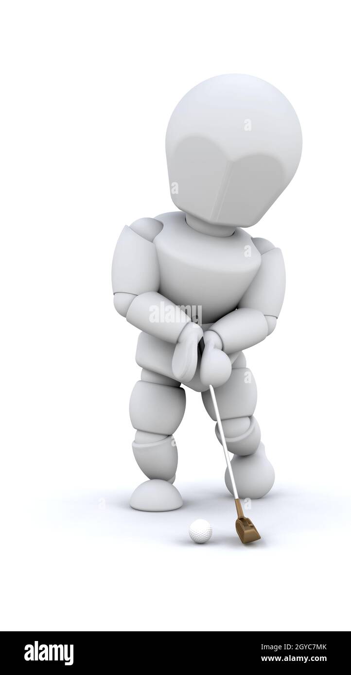 3D Render of a man playing golf Stock Photo - Alamy