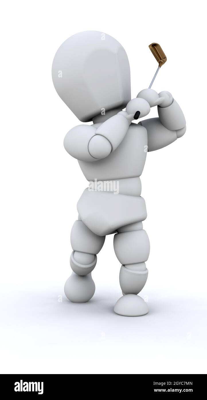 3D Render of a man playing golf Stock Photo - Alamy