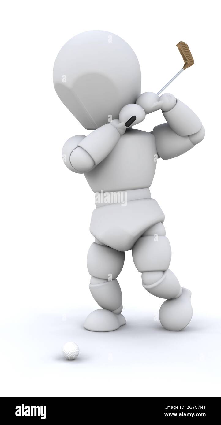 3D man playing golf isolated over white Stock Photo - Alamy