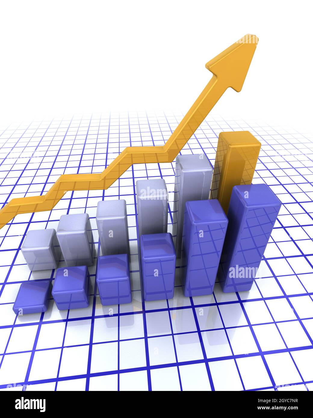 3D render of a bar chart showing rising profits Stock Photo - Alamy