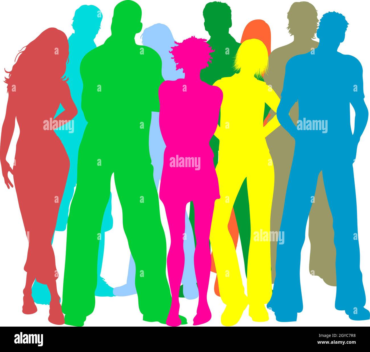 Colourful silhouettes of people Stock Photo - Alamy