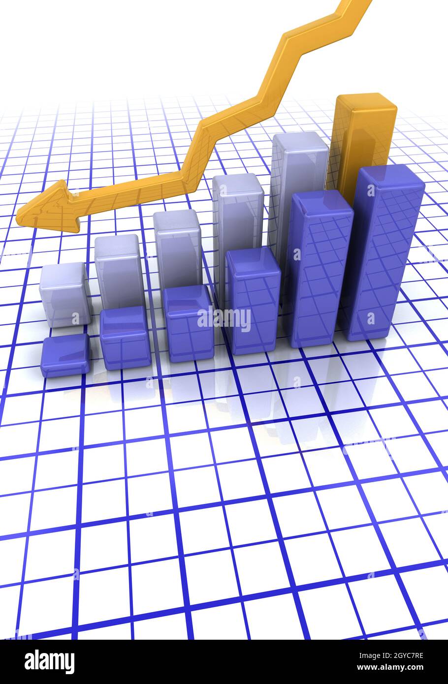 3D render of a bar chart showing falling profits Stock Photo - Alamy