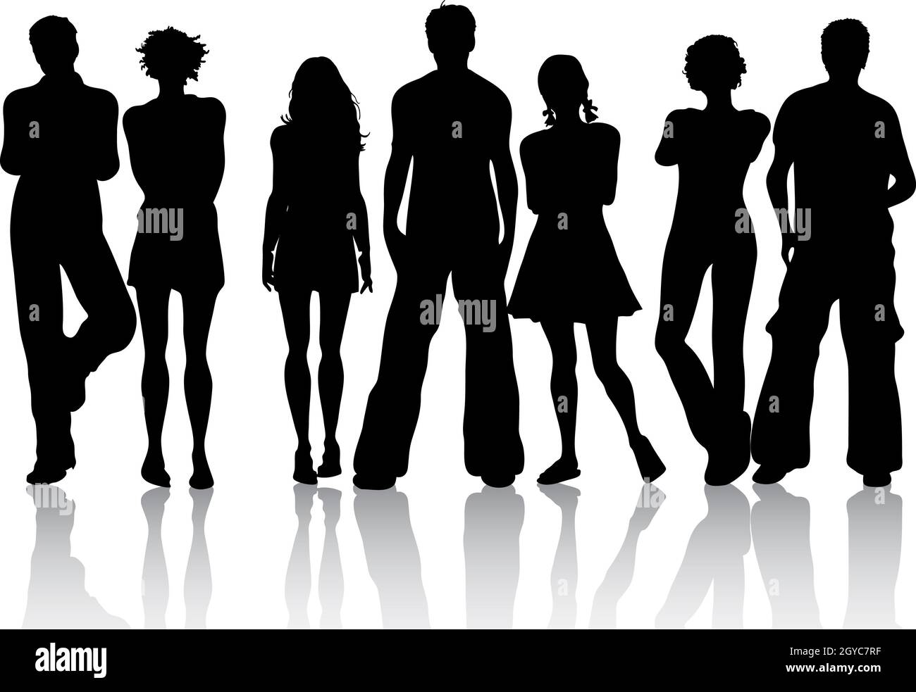 Silhouette of a group of friends Stock Photo - Alamy