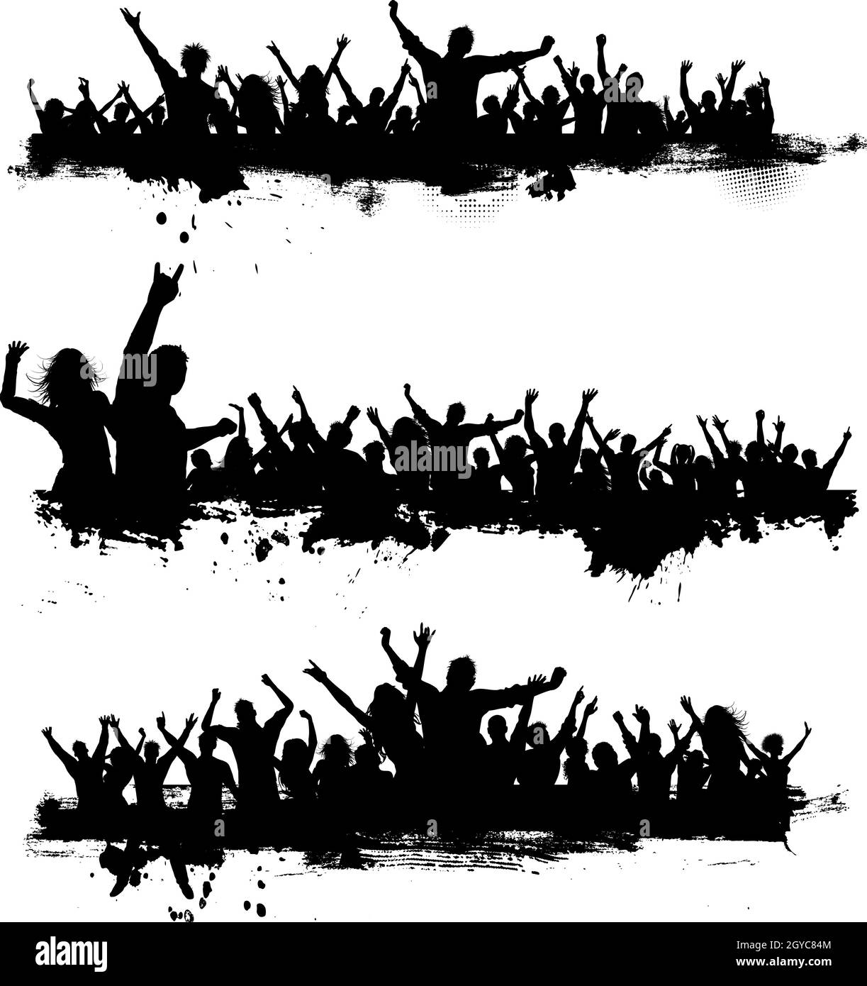 Collection of three different party crowds on grunge Stock Photo - Alamy