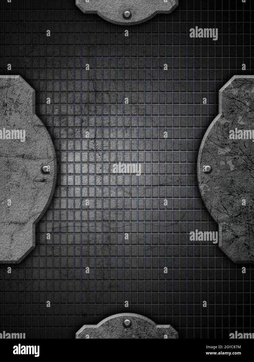 Grunge background with concrete and wire mesh Stock Photo - Alamy