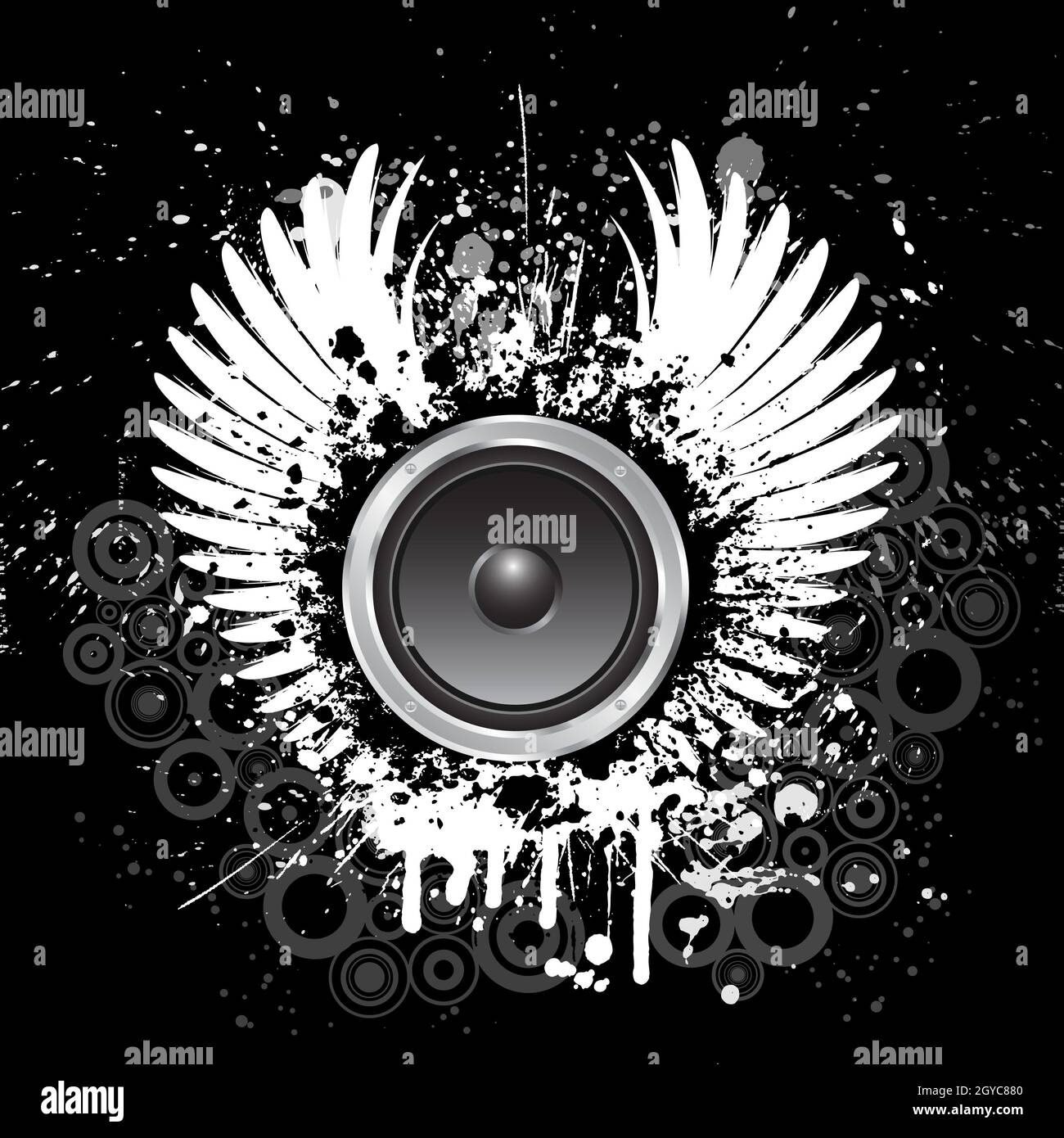 Grunge Music Background Speaker Wings High Resolution Stock Photography ...