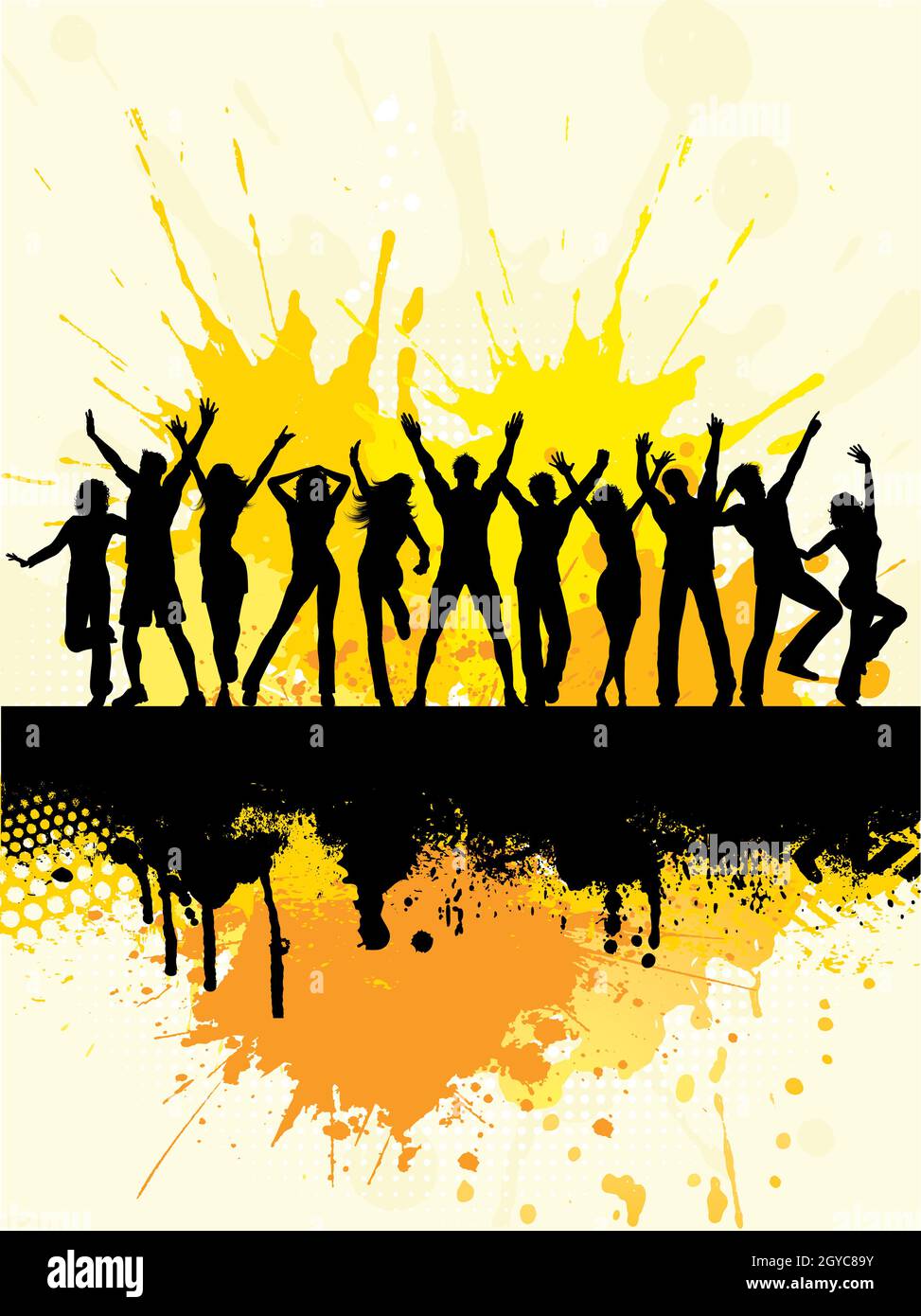 Silhouettes of people dancing on grunge background Stock Photo - Alamy