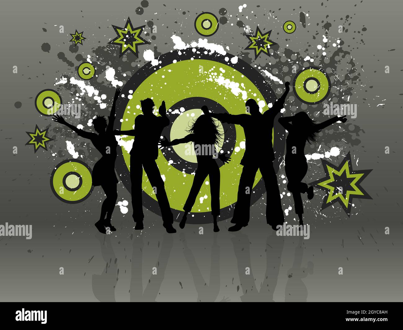 Silhouettes of people dancing on a grunge background Stock Photo - Alamy