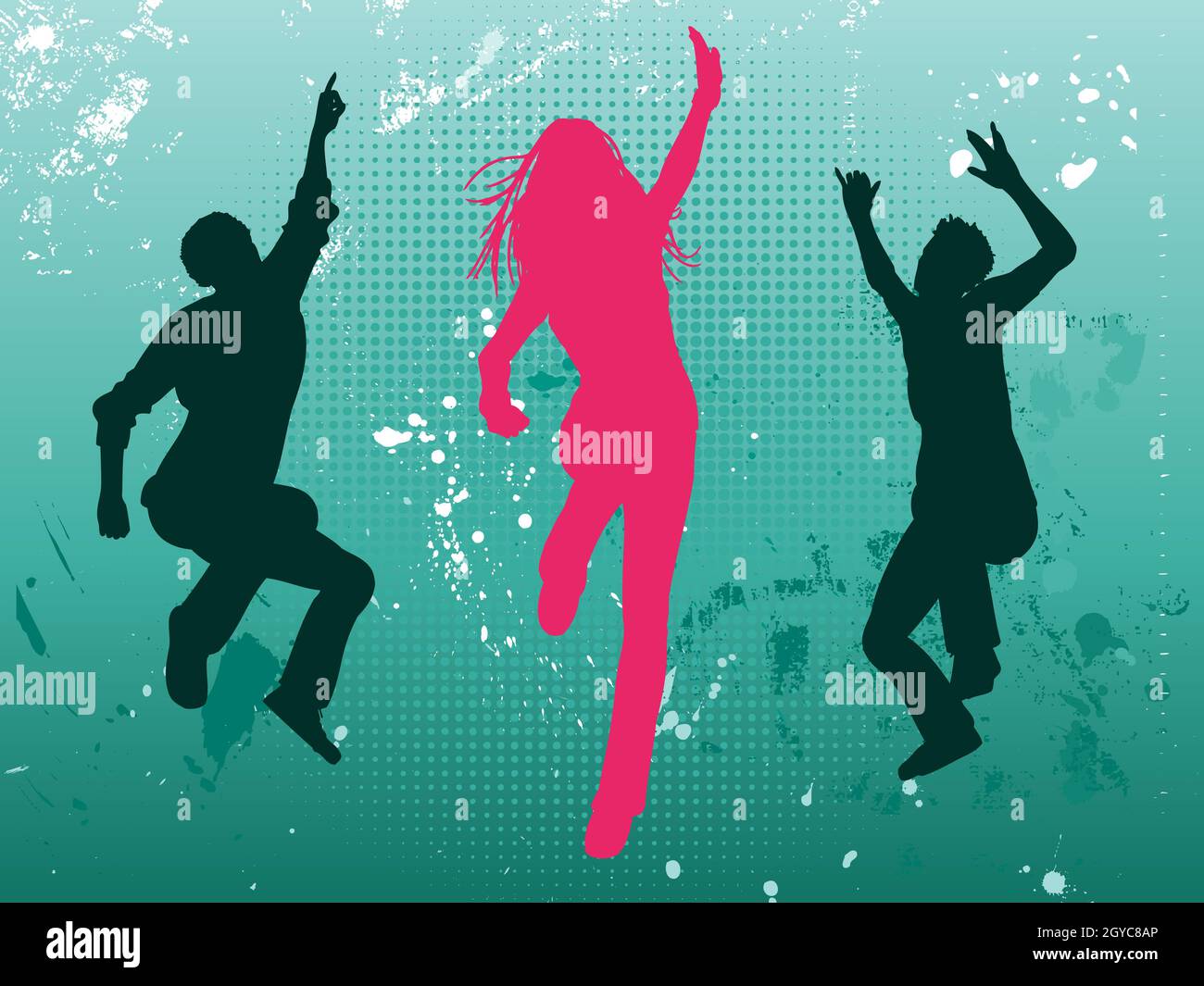 Silhouettes of people dancing on grunge background Stock Photo - Alamy