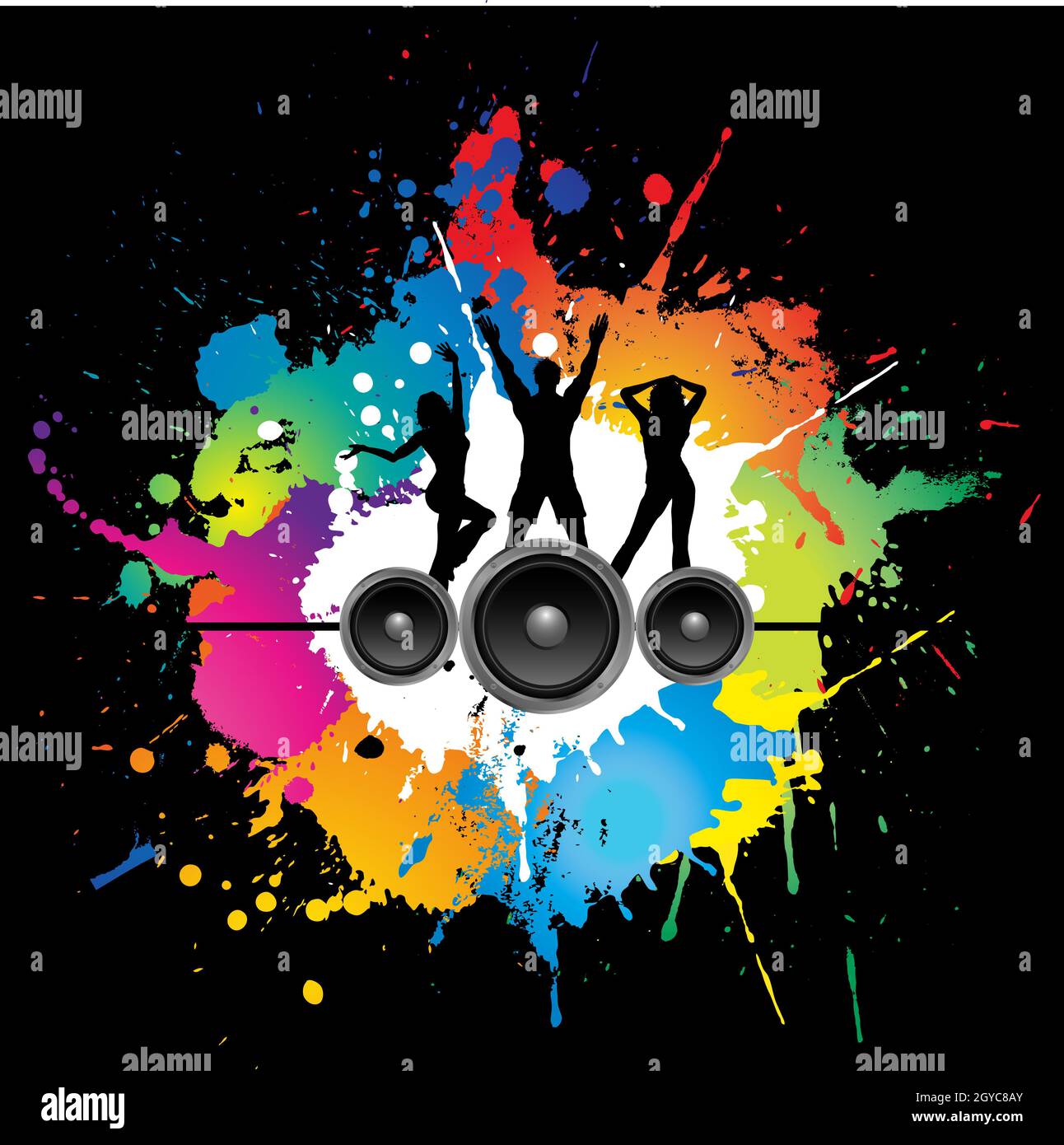 Silhouettes of people dancing on grunge background Stock Photo - Alamy