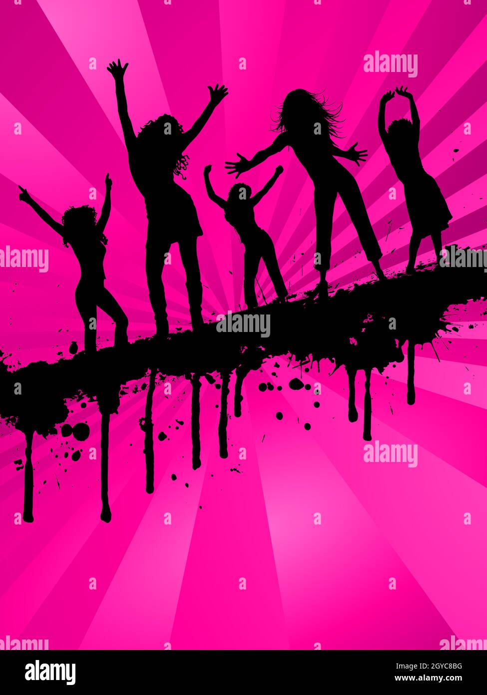 Silhouettes of people dancing on grunge background Stock Photo - Alamy