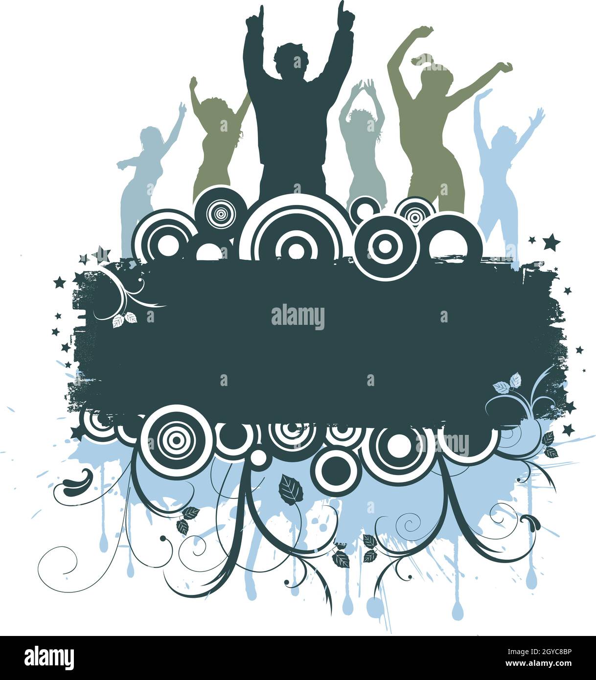 Silhouettes of people dancing on grunge background Stock Photo - Alamy