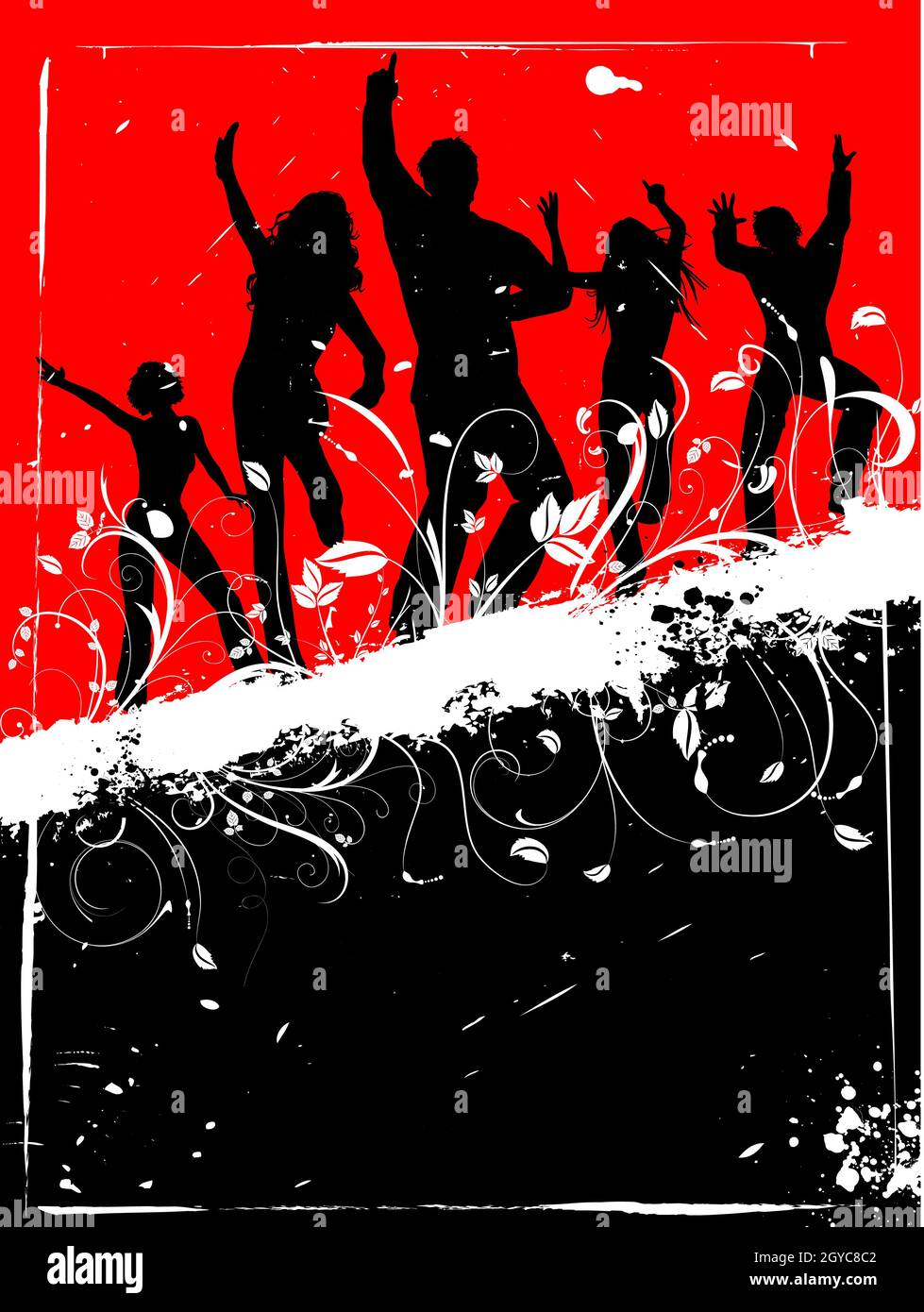 Silhouettes of people dancing on grunge background Stock Photo - Alamy