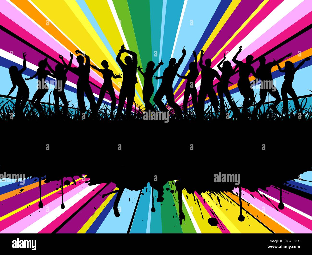 Silhouettes of people dancing on grunge background Stock Photo - Alamy