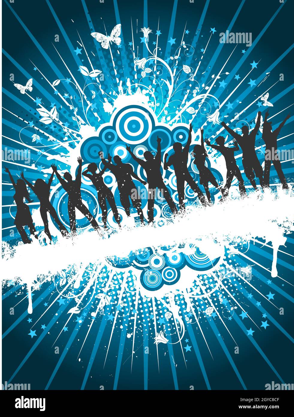 Silhouettes of people dancing on decorative grunge style background ...