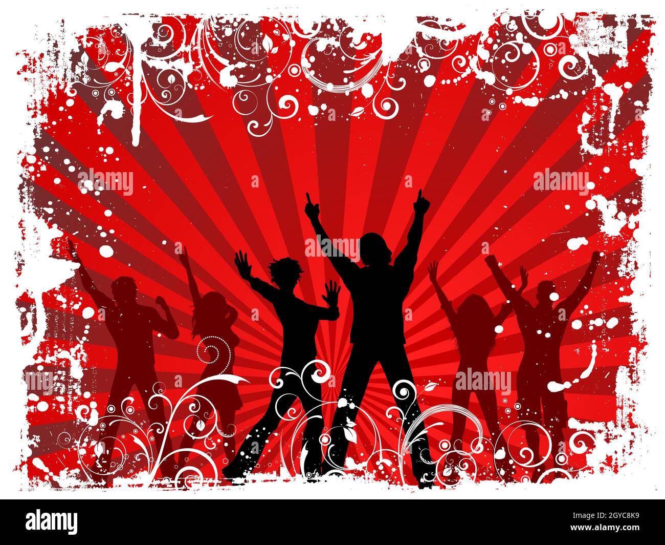 Silhouettes of people dancing on grunge background Stock Photo - Alamy