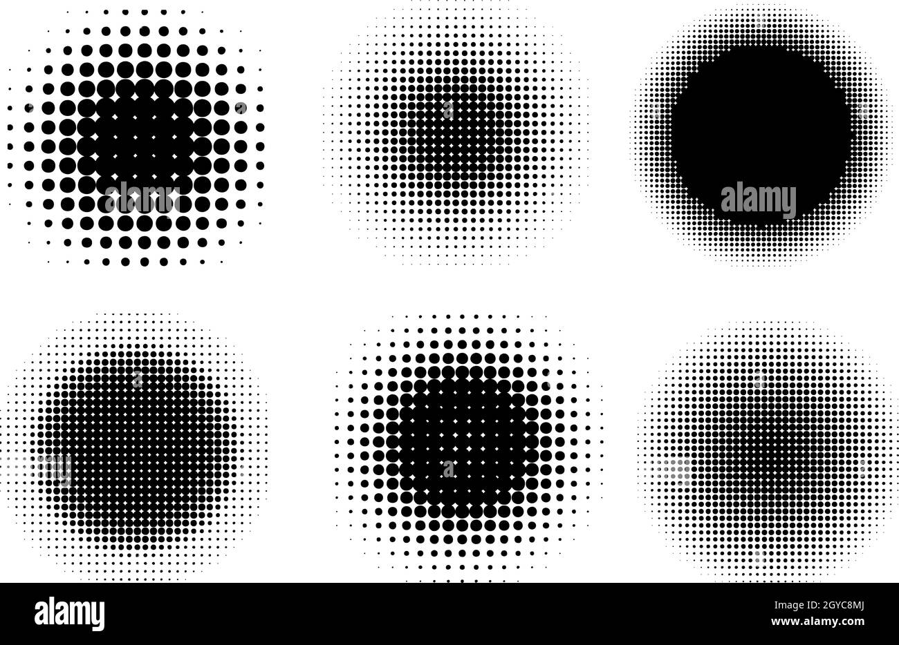 Various different circular halftone dot designs Stock Photo - Alamy