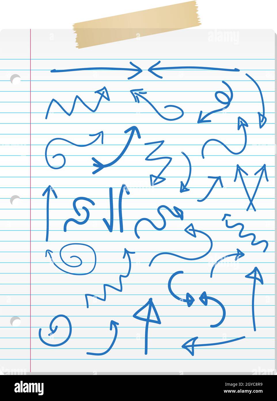 Collection of hand drawn doodled arrows on lined paper Stock Photo - Alamy