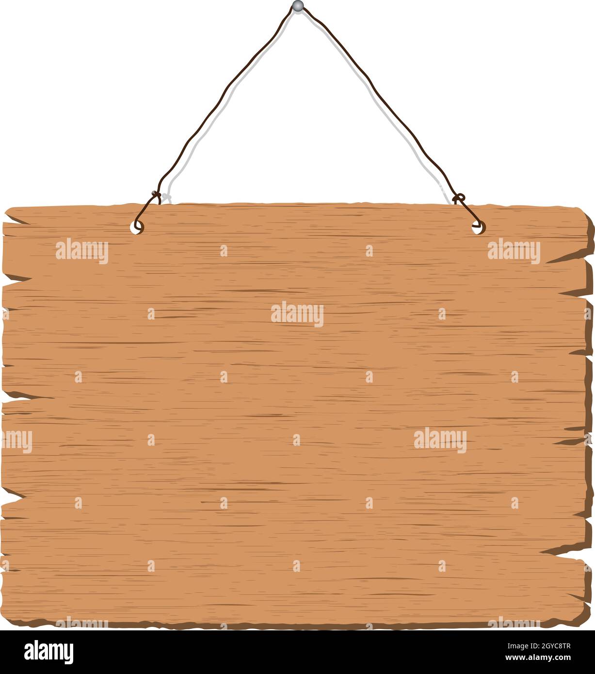 Hanging blank wooden sign on white background Stock Photo - Alamy