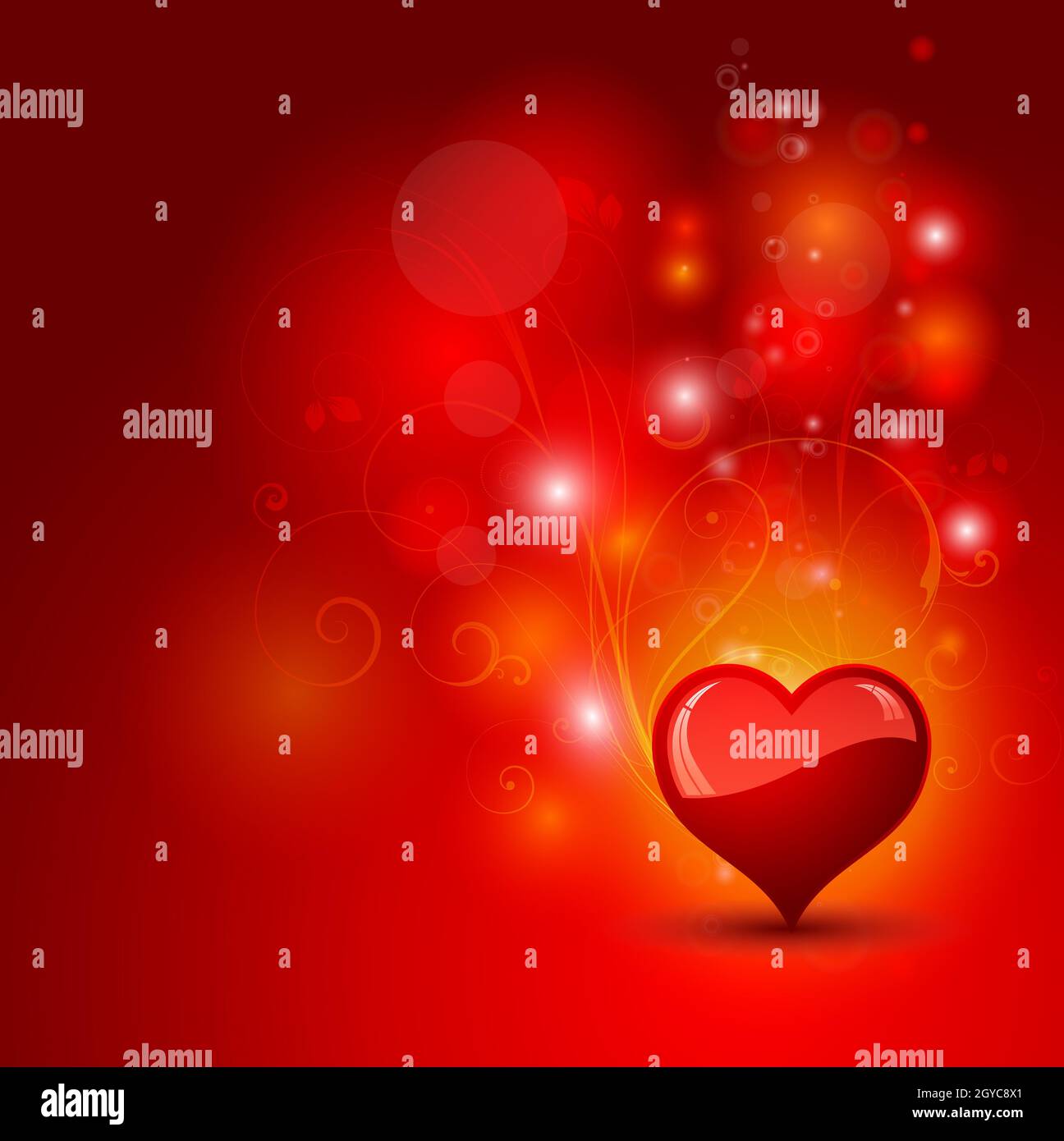 Decorative heart background with abstract floral design background ...