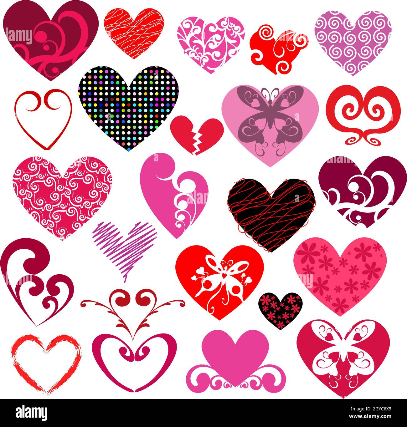 Various different designs decorative heart hi-res stock photography and ...