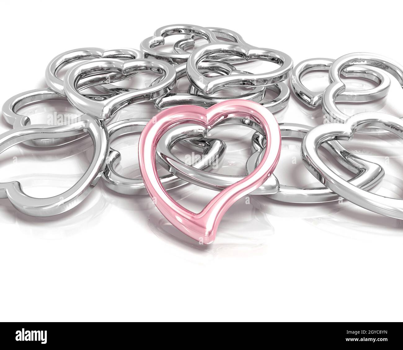 3D render of metallic hearts Stock Photo - Alamy