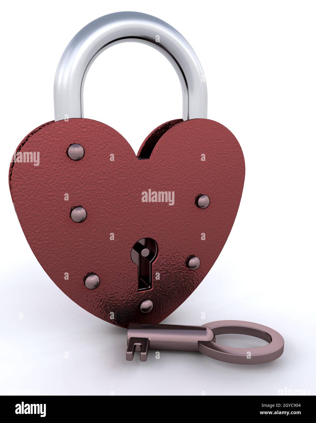 Heart shaped padlock with key Stock Photo - Alamy