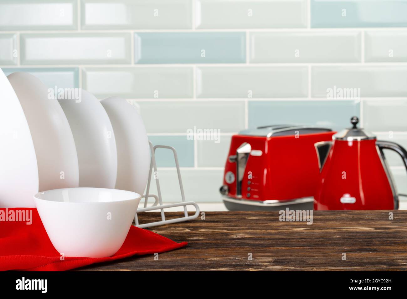 Various kitchen ware on a kitchen counter Stock Photo - Alamy
