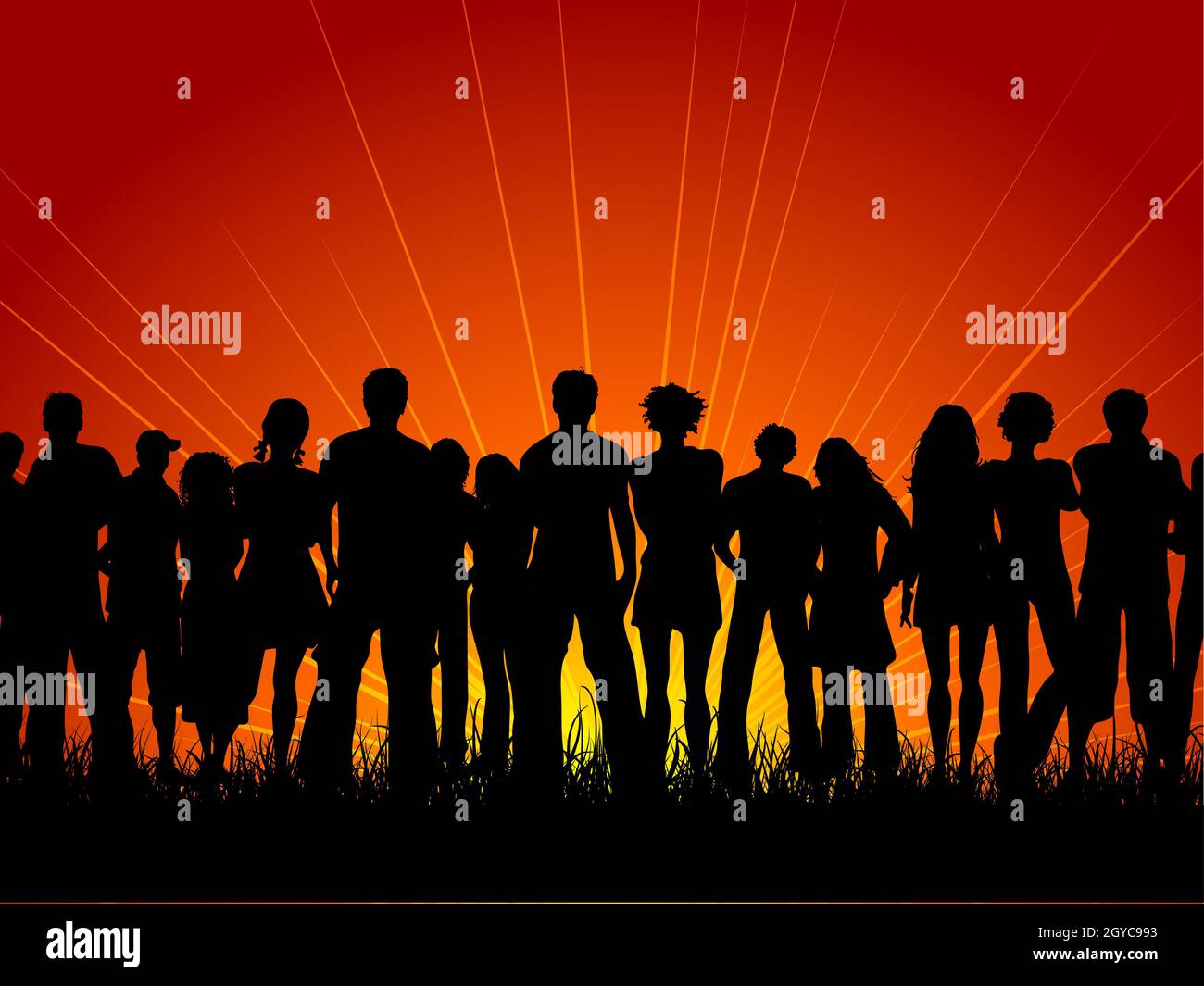 Huge crowd of people at sunset Stock Photo - Alamy