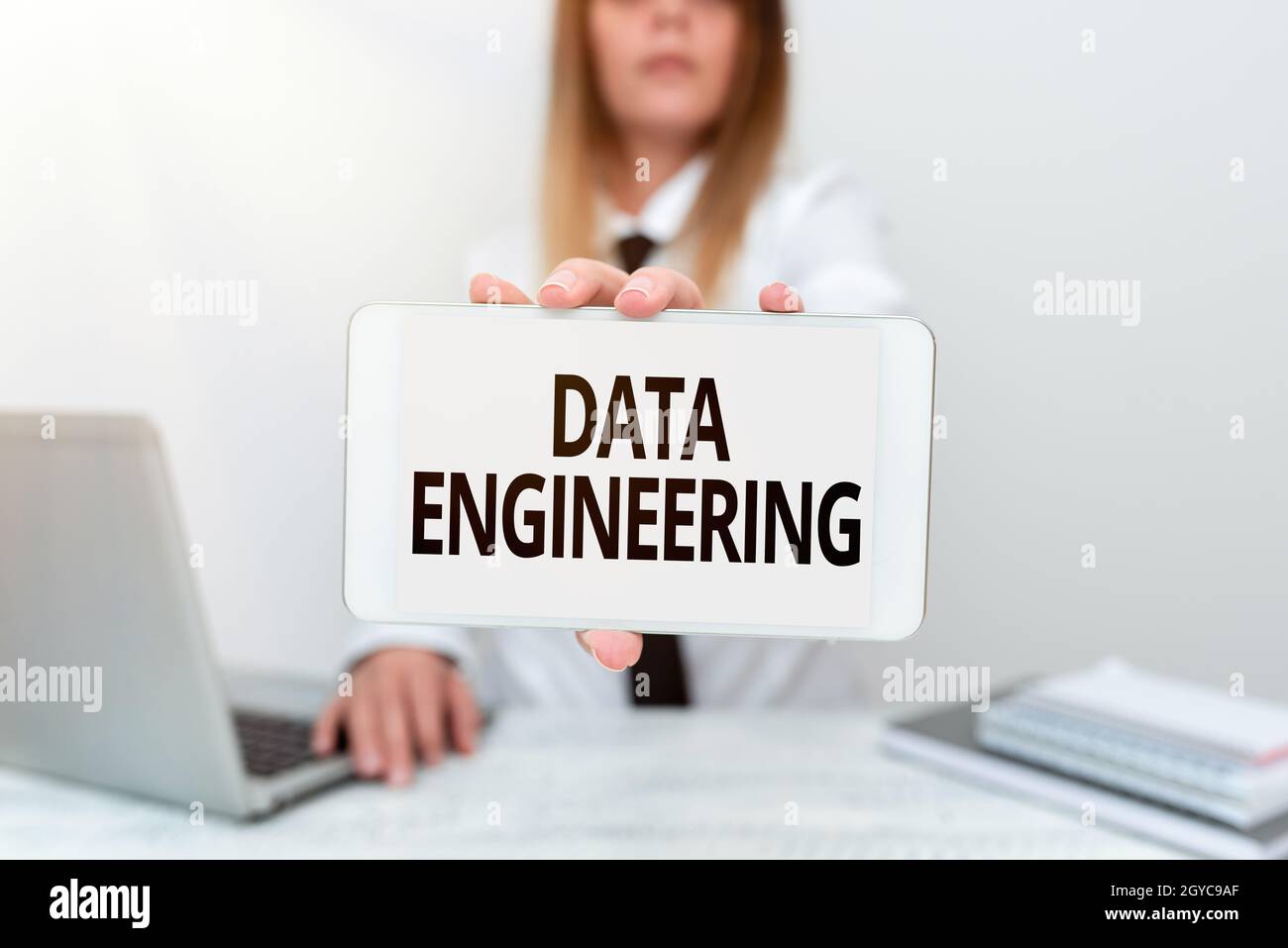 Text caption presenting Data Engineering, Word Written on data science that focuses on practical ...