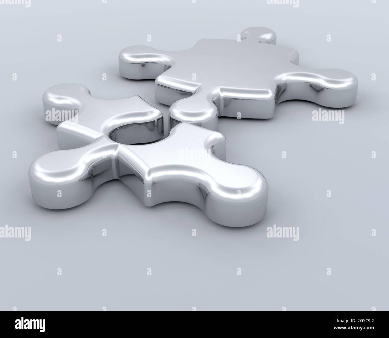 3D render of two puzzle pieces connecting Stock Photo - Alamy